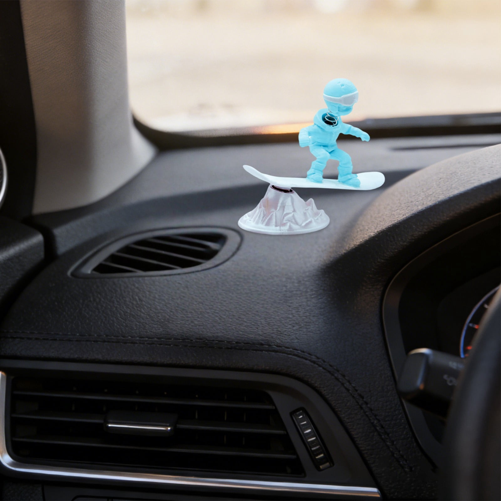 3.35" Spring-Loaded Snowboarder Car Dashboard Ornament - Light Blue 3D ...