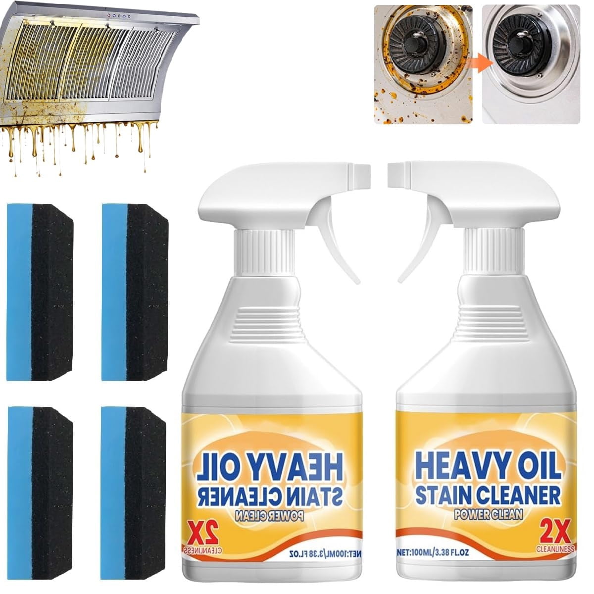 3.38 Oz Kitchen Heavy Oil Cleaner Spray, All Purpose Grease Remover ...