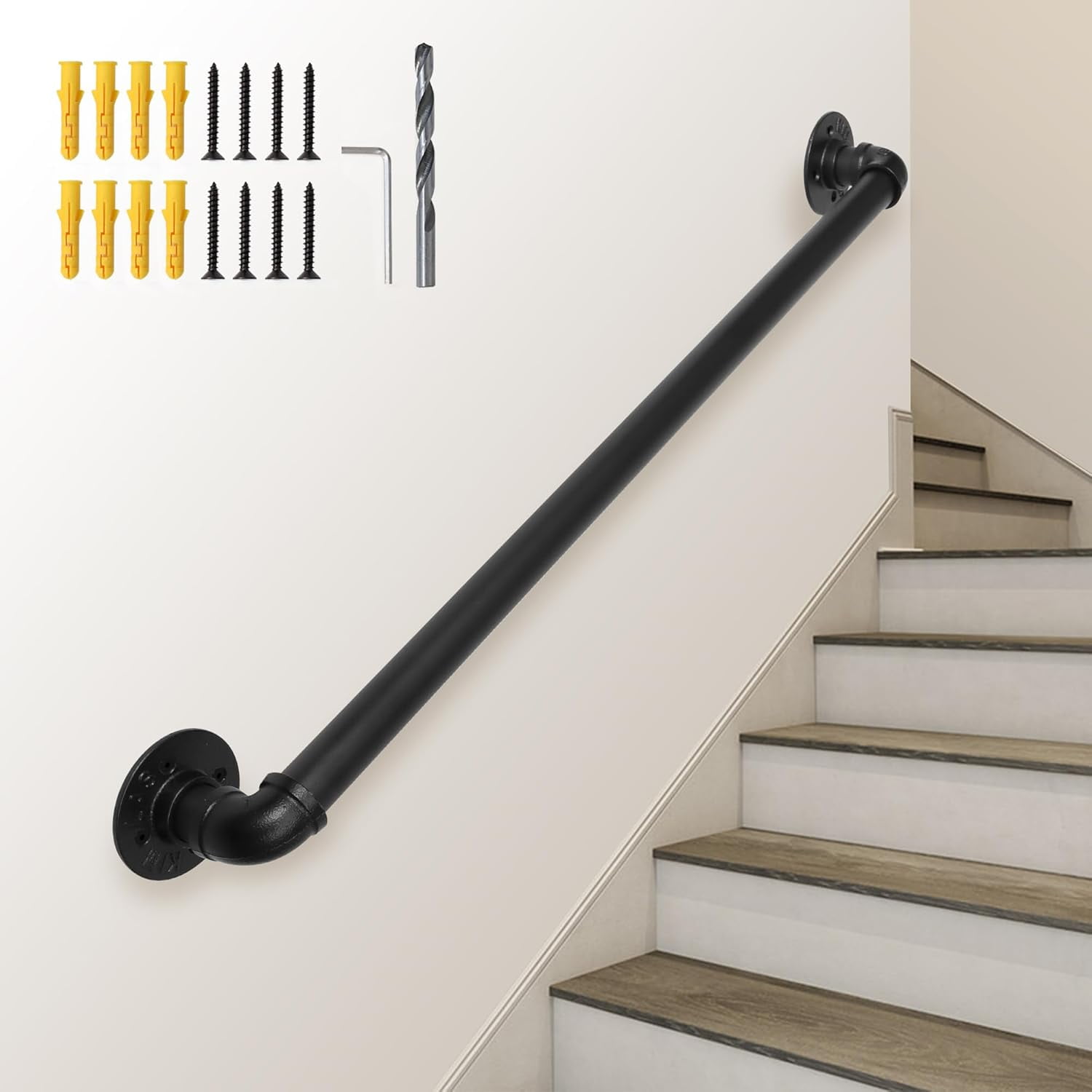 3.3FT Hand Rails for Indoor Stairs Industrial Staircase Handrail, Wall ...