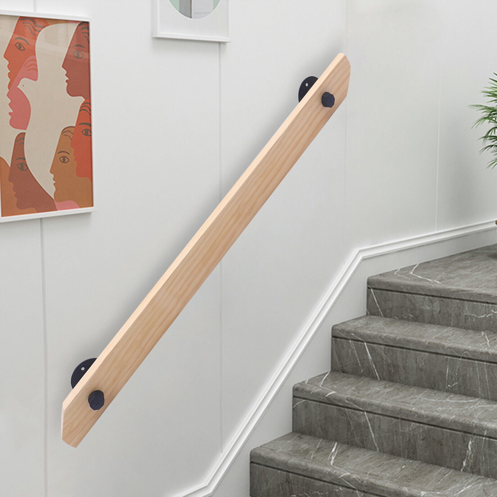 3.3FT Home Stair Handrail Staircase Handrail Corridor Railing Wooden ...