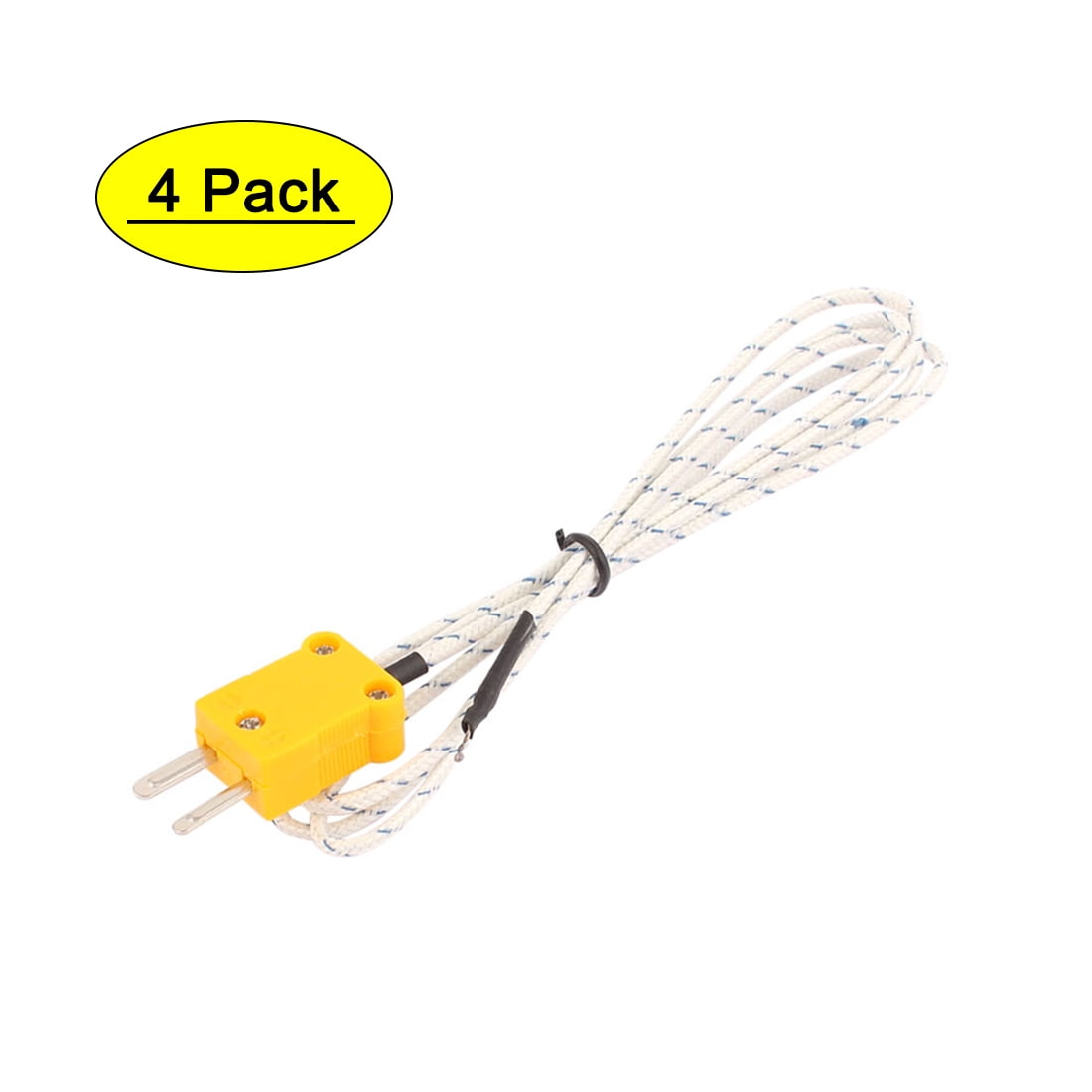 3.3Ft K Type Yellow Plug 50-200 Celsius Temperature Thermocouple Wire 4 ...
