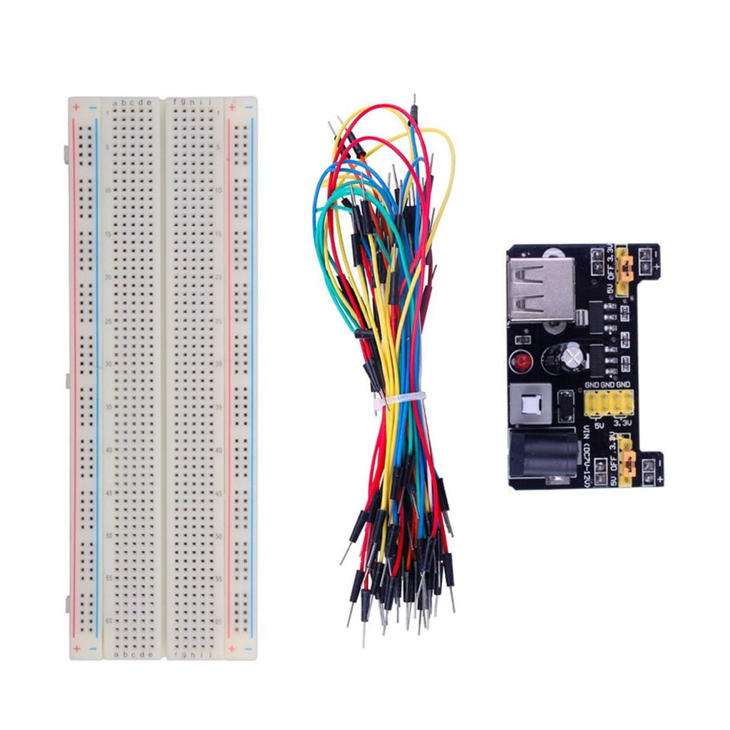 3.3V/5V MB102 Breadboard Power Module + 65 Jumper Wires + MB102 830 Points Prototype Bread Board ...