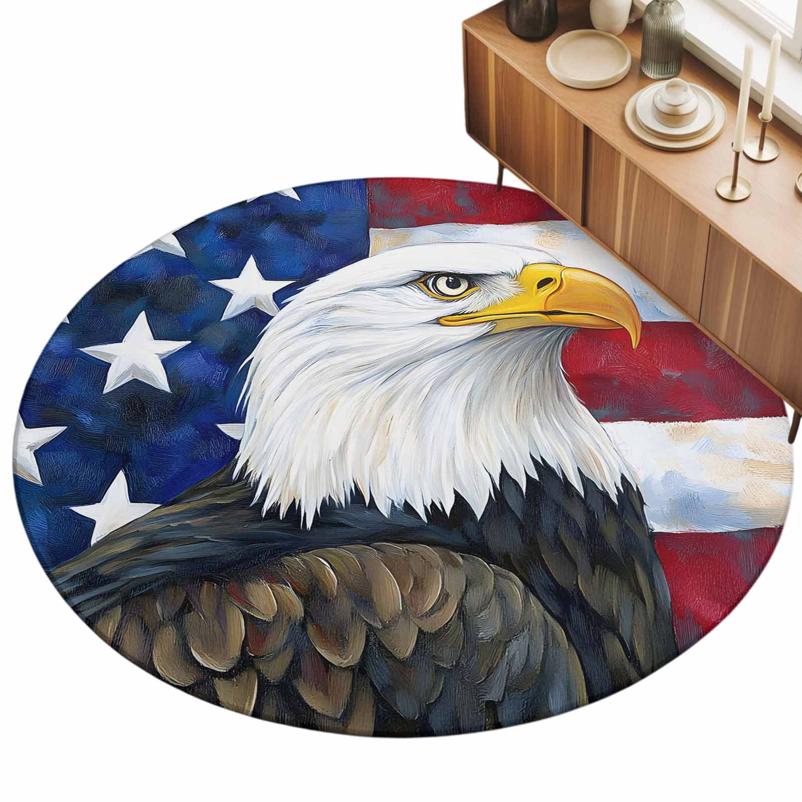 3.3ft Round Rug 4th of July Area Rugs for Living Room Bedroom Washable ...