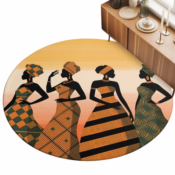 3.3ft Round Rug African Black Area Rugs for Living Room Bedroom ...