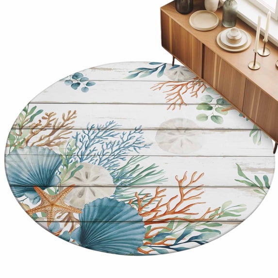 3.3ft Round Rug Beach Coastal Area Rugs for Living Room Bedroom ...