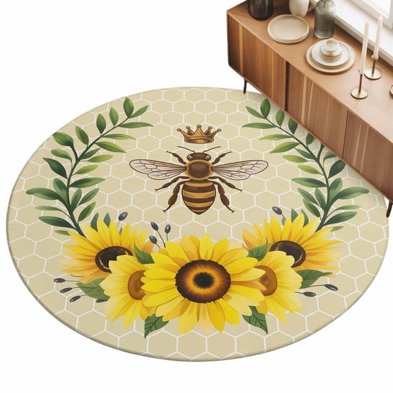 3.3ft Round Rug Bees Area Rugs for Living Room Bedroom Washable Non ...