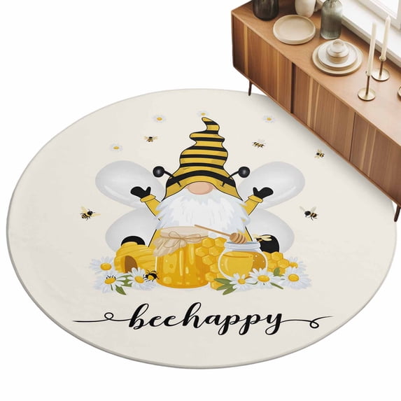 3.3ft Round Rug Bees Gnomes Area Rugs for Living Room Bedroom Washable ...