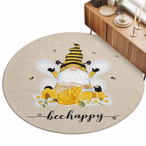 3.3ft Round Rug Bees Gnomes Area Rugs for Living Room Bedroom Washable ...