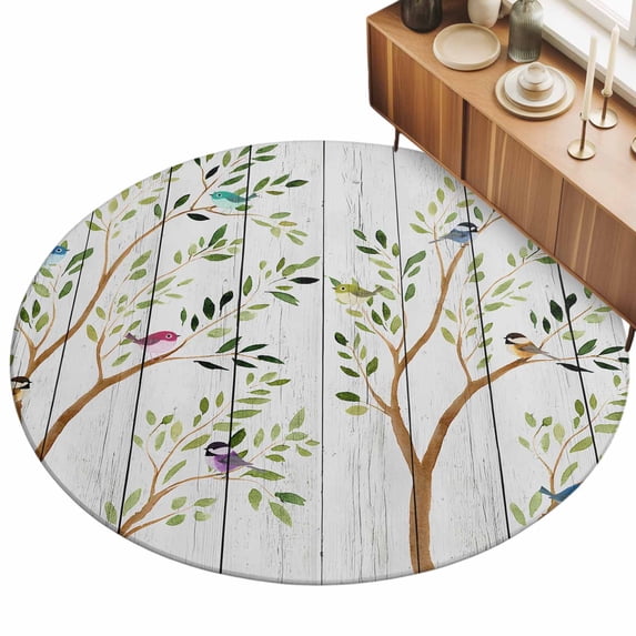 3.3ft Round Rug Birds Area Rugs for Living Room Bedroom Washable Non ...