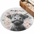 3.3ft Round Rug Black Cow Floral Area Rugs for Living Room Bedroom ...
