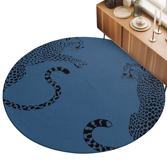 3.3ft Round Rug Black Leopard Print Area Rugs for Living Room Bedroom ...