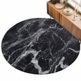 3.3ft Round Rug Black Marble Area Rugs for Living Room Bedroom Washable ...