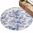 3.3ft Round Rug Blue Garden Retro Area Rugs for Living Room Bedroom ...