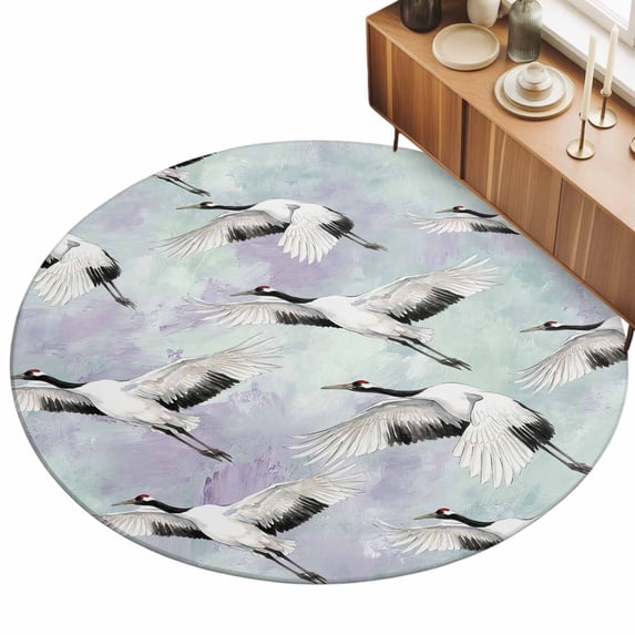 3.3ft Round Rug Blue Purple White Birds Area Rugs for Living Room ...