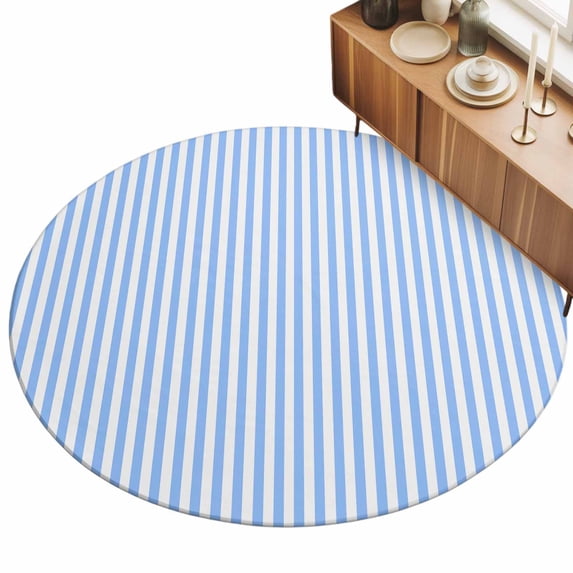 3.3ft Round Rug Blue White Stripe Area Rugs for Living Room Bedroom ...