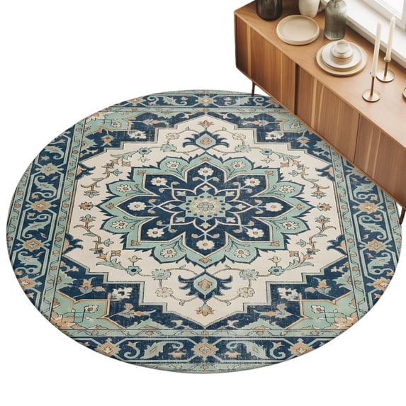 3.3ft Round Rug Boho Area Rugs for Living Room Bedroom Washable Non ...