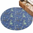 3.3ft Round Rug Botanical Blue Area Rugs for Living Room Bedroom ...