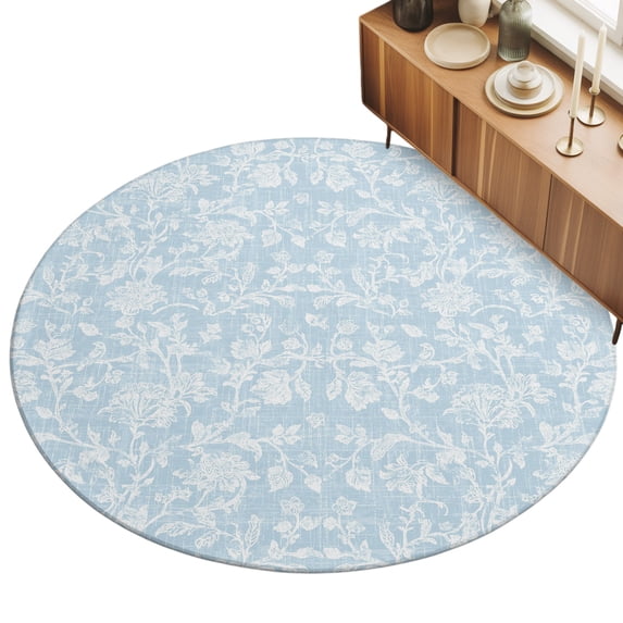 3.3ft Round Rug Botanical Rose Bud Area Rugs for Living Room Bedroom ...