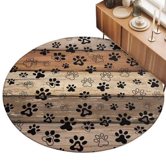 3.3ft Round Rug Brown Beige Area Rugs for Living Room Bedroom Washable ...