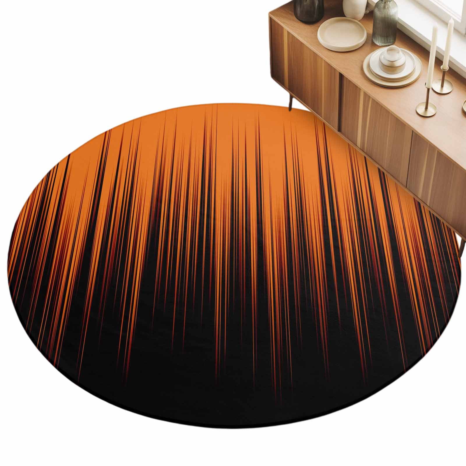 3.3ft Round Rug Burnt Orange Black Ombre Area Rugs for Living Room ...