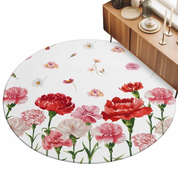 3.3ft Round Rug Carnation Flower Area Rugs for Living Room Bedroom ...