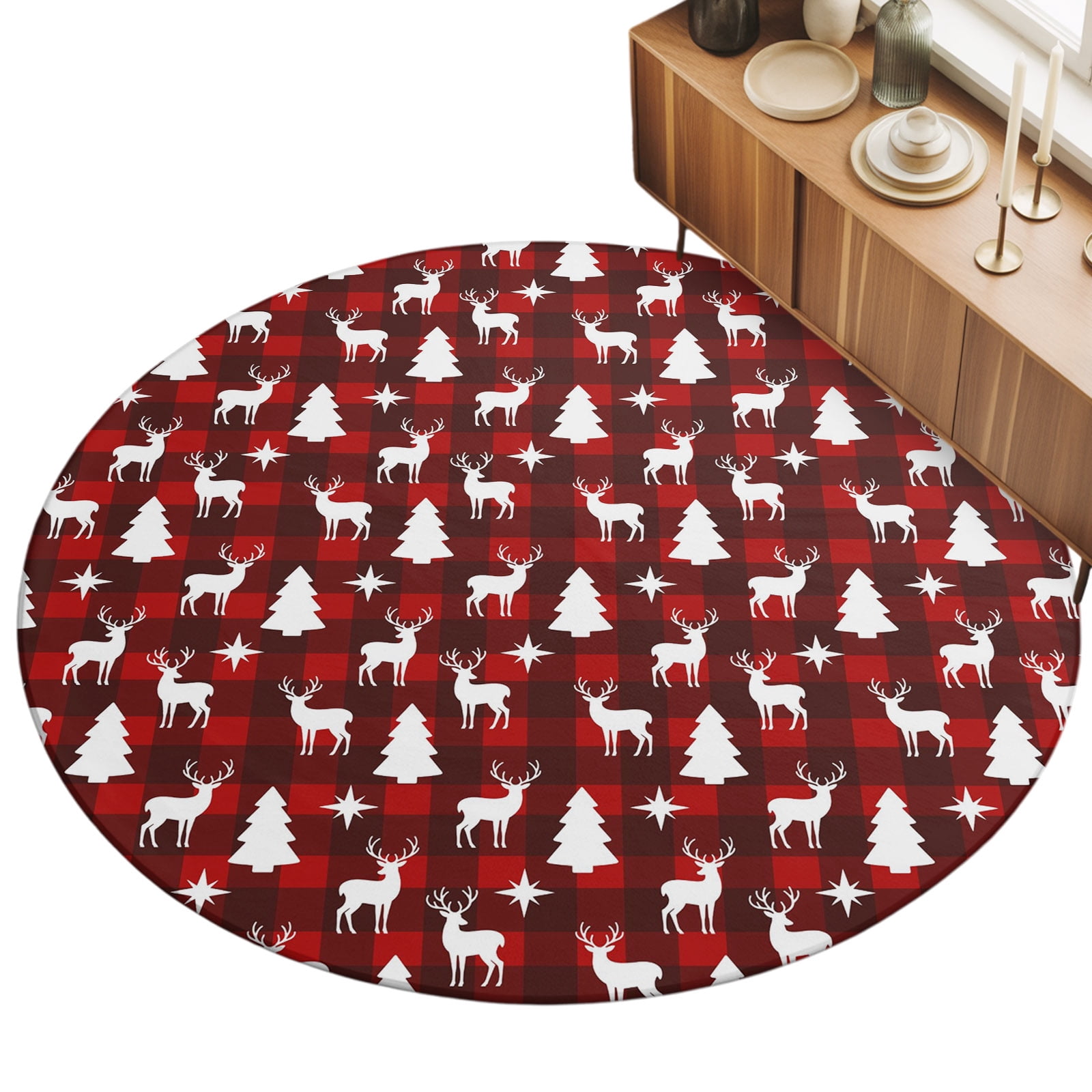 3.3ft Round Rug Christmas Area Rugs for Living Room Bedroom Washable ...