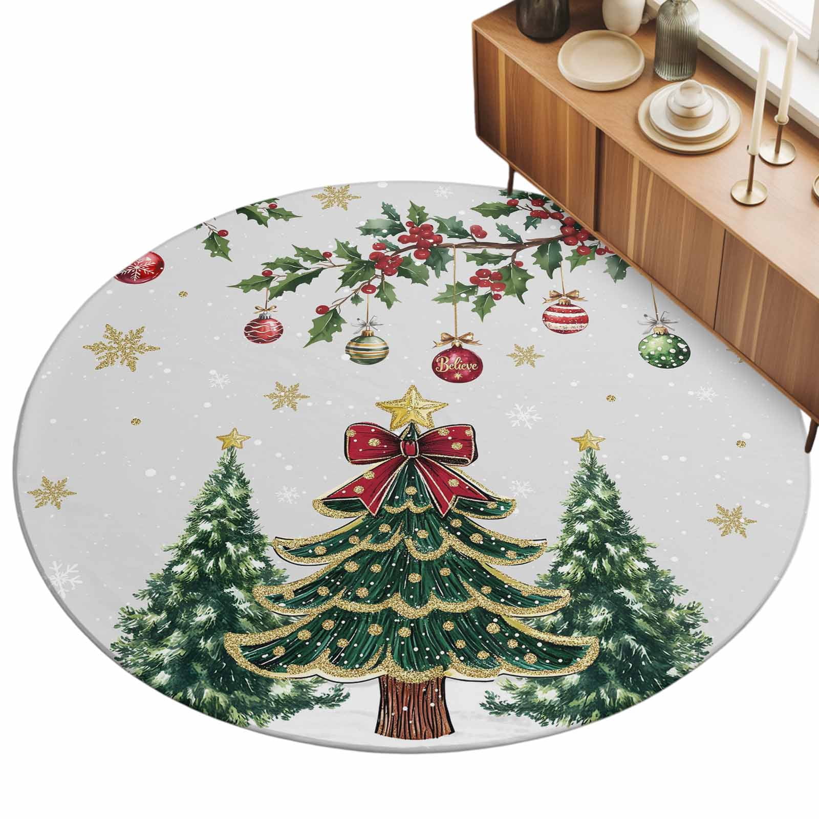 3.3ft Round Rug Christmas Area Rugs for Living Room Bedroom Washable ...