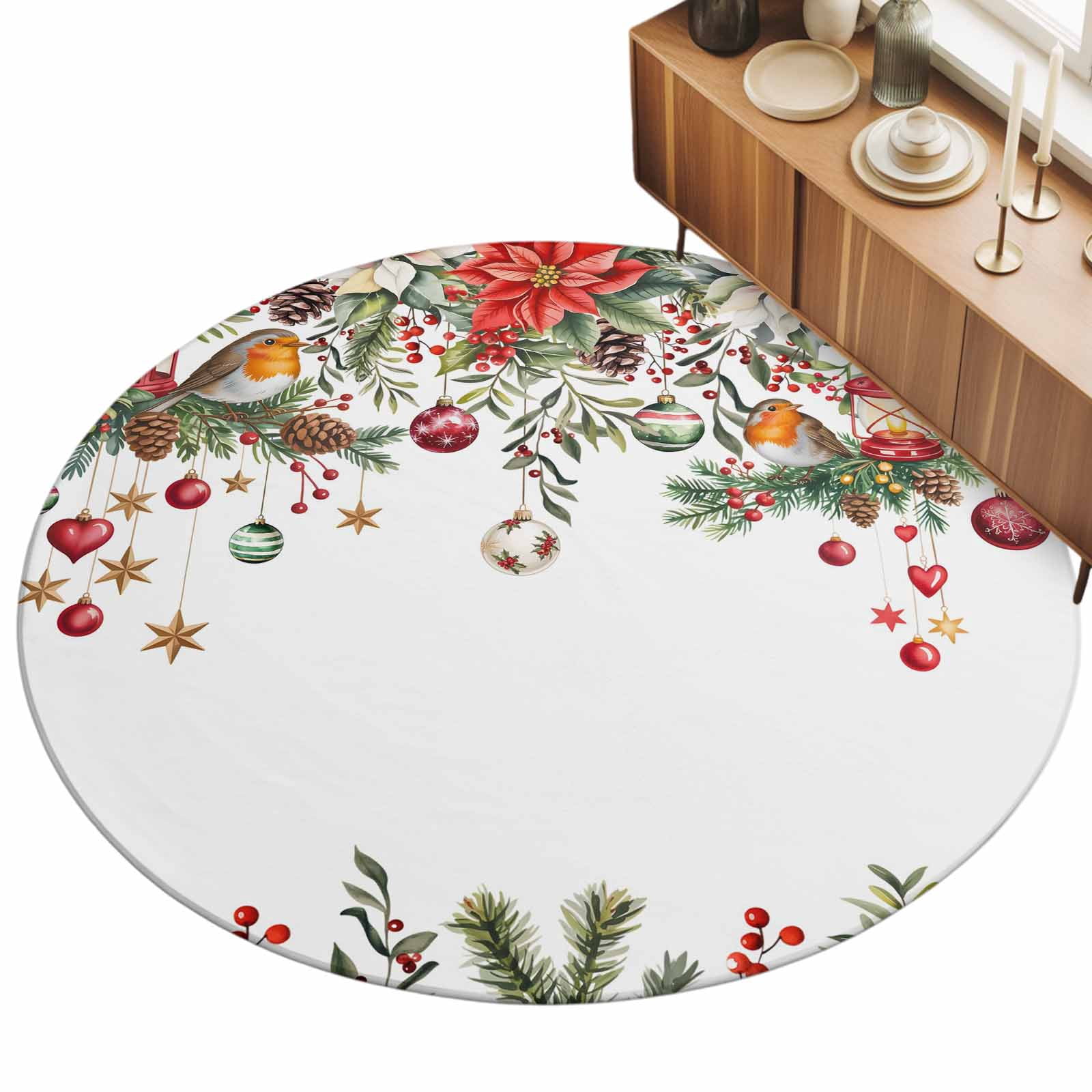 3.3ft Round Rug Christmas Area Rugs for Living Room Bedroom Washable ...