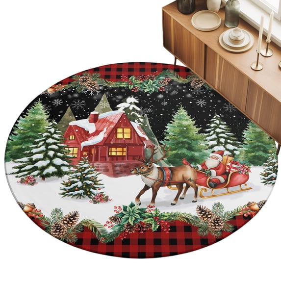3.3ft Round Rug Christmas Area Rugs for Living Room Bedroom Washable ...