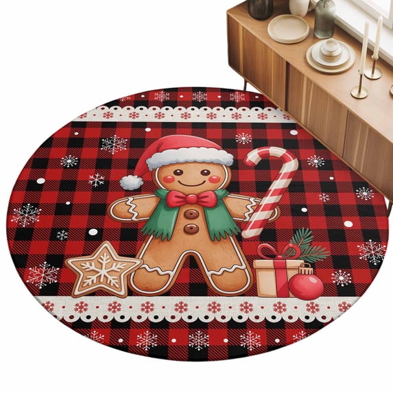 3.3ft Round Rug Christmas Gingerbread Area Rugs for Living Room Bedroom ...