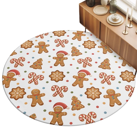 3.3ft Round Rug Christmas Gingerbread Area Rugs for Living Room Bedroom ...