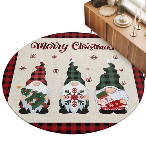 3.3ft Round Rug Christmas Gnomes Area Rugs for Living Room Bedroom ...