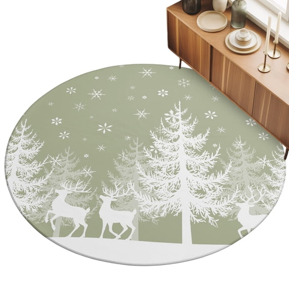 3.3ft Round Rug Christmas Sage Green Area Rugs for Living Room Bedroom ...