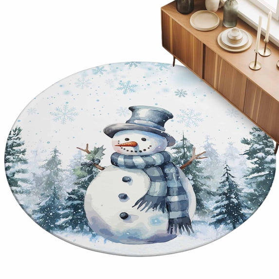 3.3ft Round Rug Christmas Snowman Area Rugs for Living Room Bedroom ...