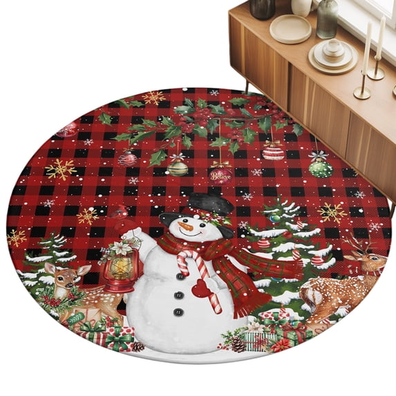3.3ft Round Rug Christmas Snowman Area Rugs for Living Room Bedroom ...
