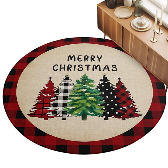 3.3ft Round Rug Christmas Tree Area Rugs for Living Room Bedroom ...