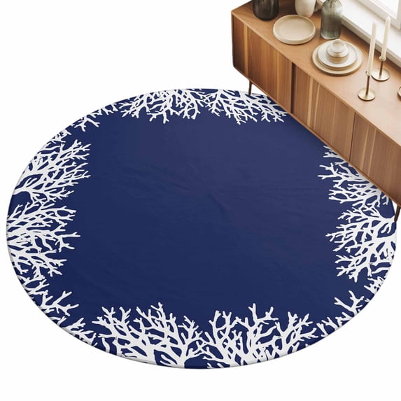 3.3ft Round Rug Coastal Coral Area Rugs for Living Room Bedroom ...