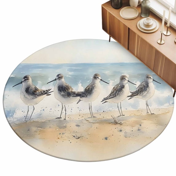 3.3ft Round Rug Coastal Seagull Area Rugs for Living Room Bedroom ...