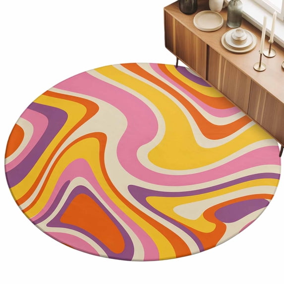 3.3ft Round Rug Colorful Marble Area Rugs for Living Room Bedroom ...