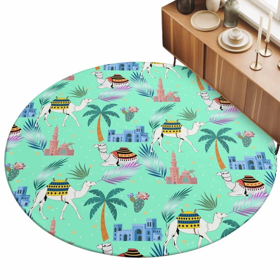3.3ft Round Rug Desert Camels Area Rugs for Living Room Bedroom ...