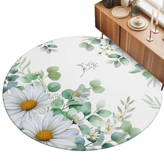 3.3ft Round Rug Eucalyptus Leaves Area Rugs for Living Room Bedroom ...