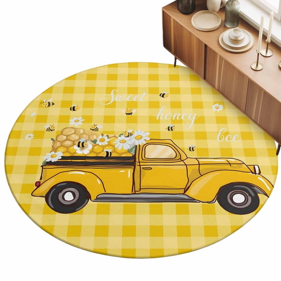 3.3ft Round Rug Farmhouse Truck Area Rugs for Living Room Bedroom ...