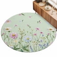 3.3ft Round Rug Flower Green Area Rugs for Living Room Bedroom Washable ...