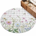 3.3ft Round Rug Flower Grey Area Rugs for Living Room Bedroom Washable ...