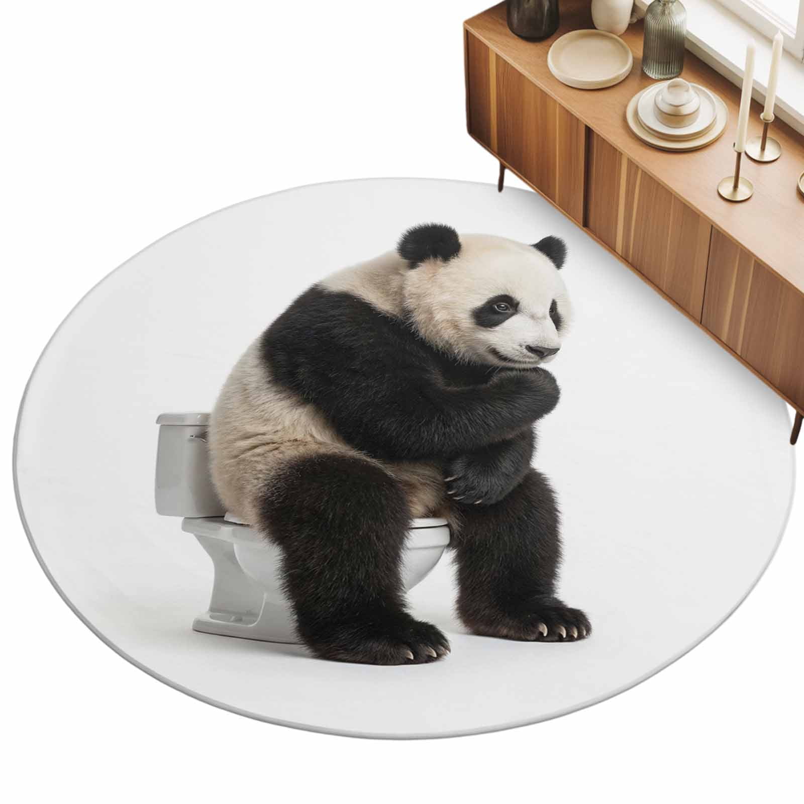 3.3ft Round Rug Funny Panda Area Rugs for Living Room Bedroom Washable ...