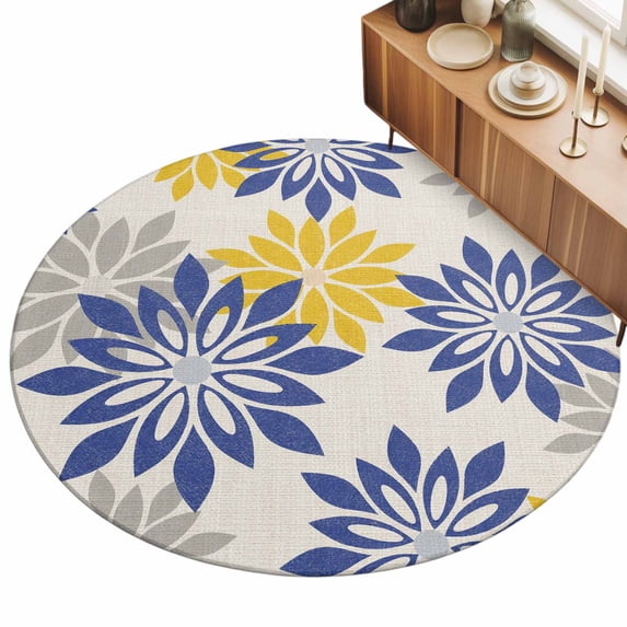 3.3ft Round Rug Geometric Flower Area Rugs for Living Room Bedroom ...