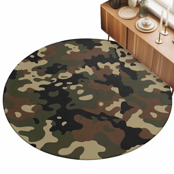 3.3ft Round Rug Green Brown Black Area Rugs for Living Room Bedroom ...