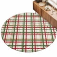 3.3ft Round Rug Green Red Checkered Area Rugs for Living Room Bedroom ...