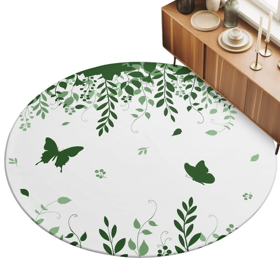 3.3ft Round Rug Green Spring Botanical Area Rugs for Living Room ...