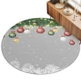 3.3ft Round Rug Grey Christmas Balls Area Rugs for Living Room Bedroom ...